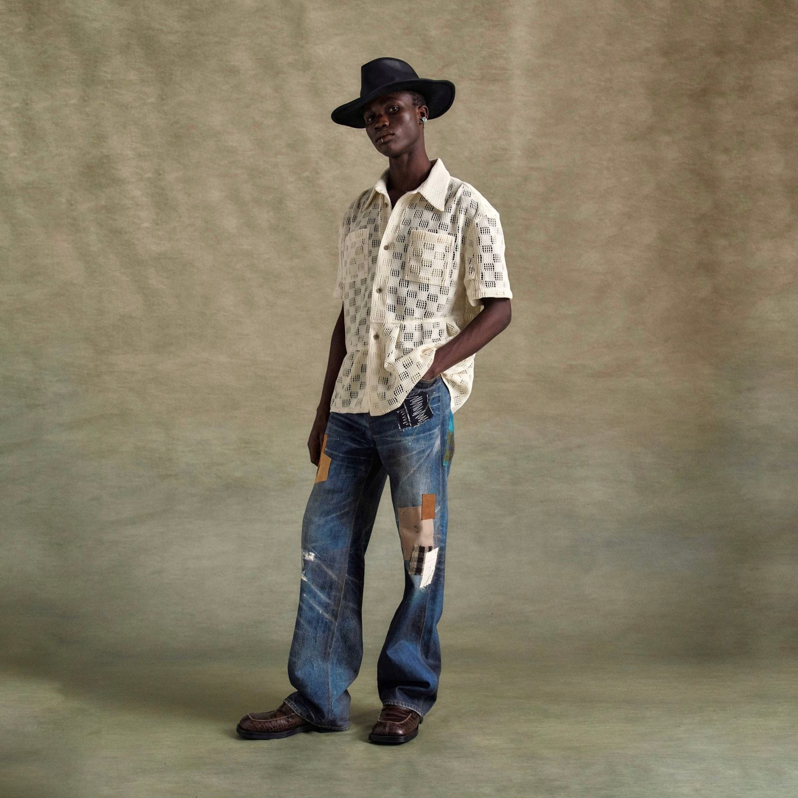 ANDERSSON BELL - 【残り一点】Patchwork Printed Denim Trompe ANDERSSON BELL - 【残り一点】Patchwork Printed Denim Trompe