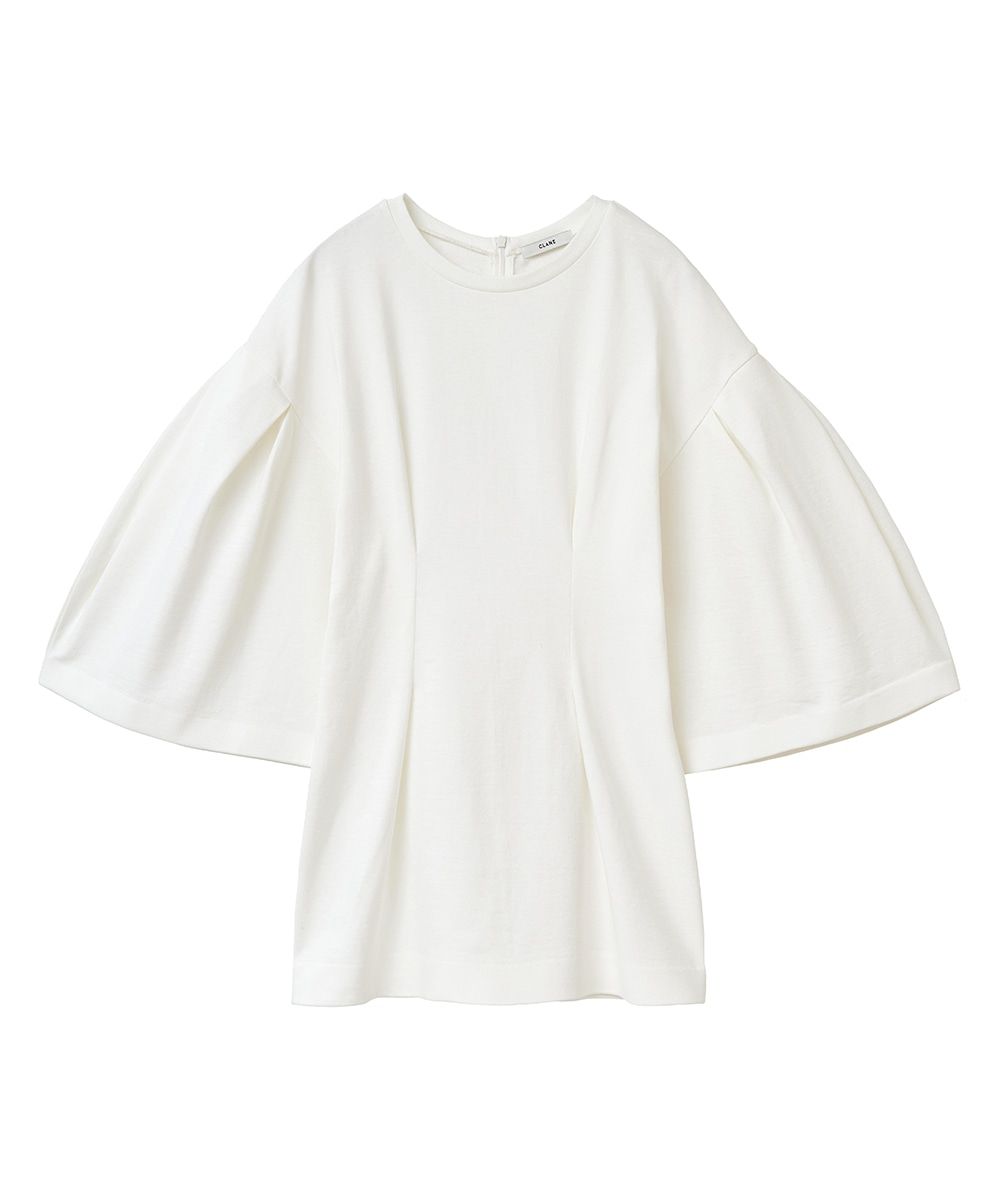 CLANE - BIG SLEEVE WAIST SHAPE TOPS - WHITE | ADDICT WEB SHOP CLANE - BIG SLEEVE WAIST SHAPE TOPS - WHITE | ADDICT WEB SHOP