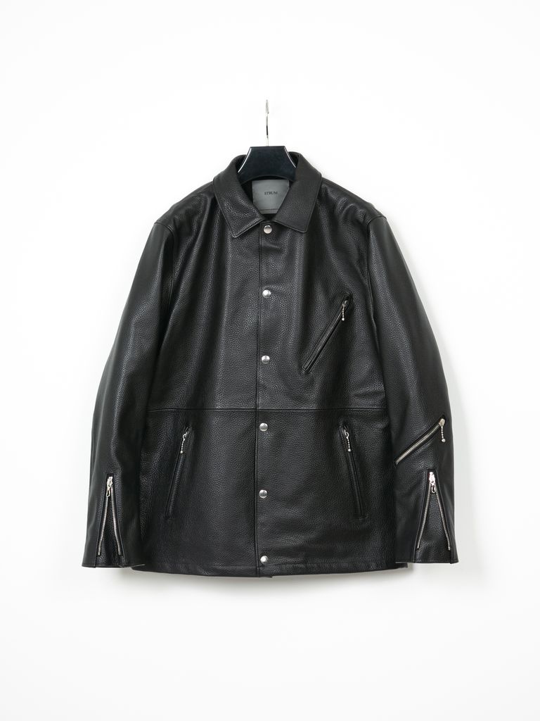 STRUM - Chrome Tanned Emboss Shrinked Steerhide Coach Jacket STRUM - Chrome Tanned Emboss Shrinked Steerhide Coach Jacket