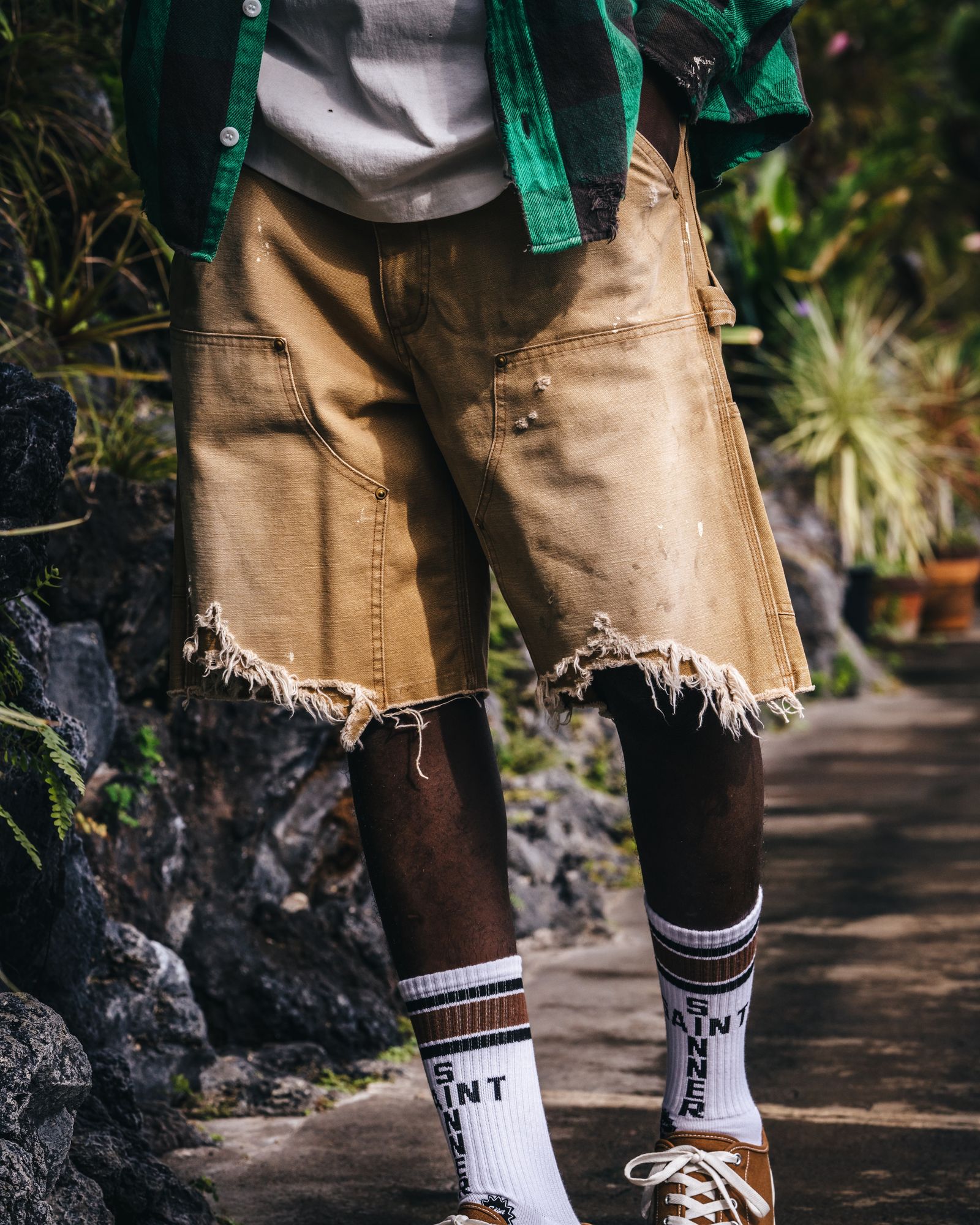 SAINT M×××××× - SM-HR8-0000-072 / DOUBLE KNEE SHORTS / BEIGE SAINT M×××××× - SM-HR8-0000-072 / DOUBLE KNEE SHORTS / BEIGE