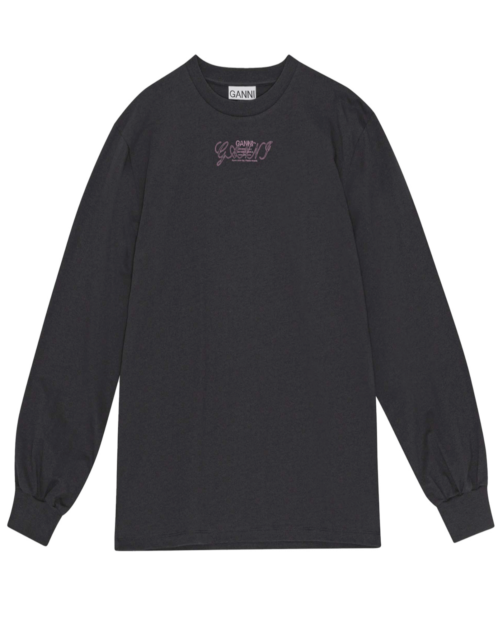 GANNI - FUTURE HEAVY JERSEY LONG SLEEVE T-SHIRT / PHANTOM | Detail