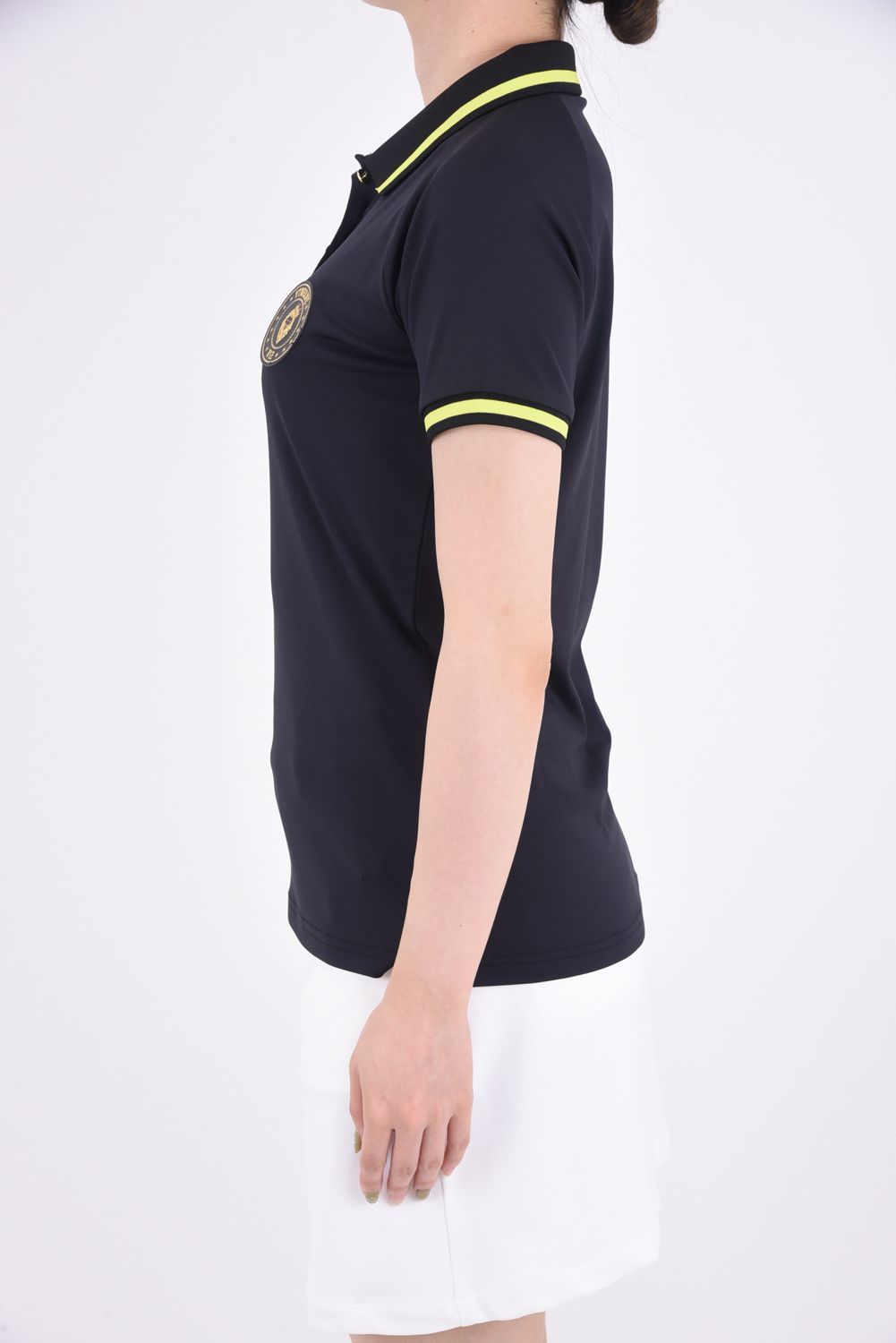 V12 - 【レディース】NEON POINT POLO / ネオン ワンポイント ロゴ ポロシャツ (ブラック) | GOSSIP GOLF