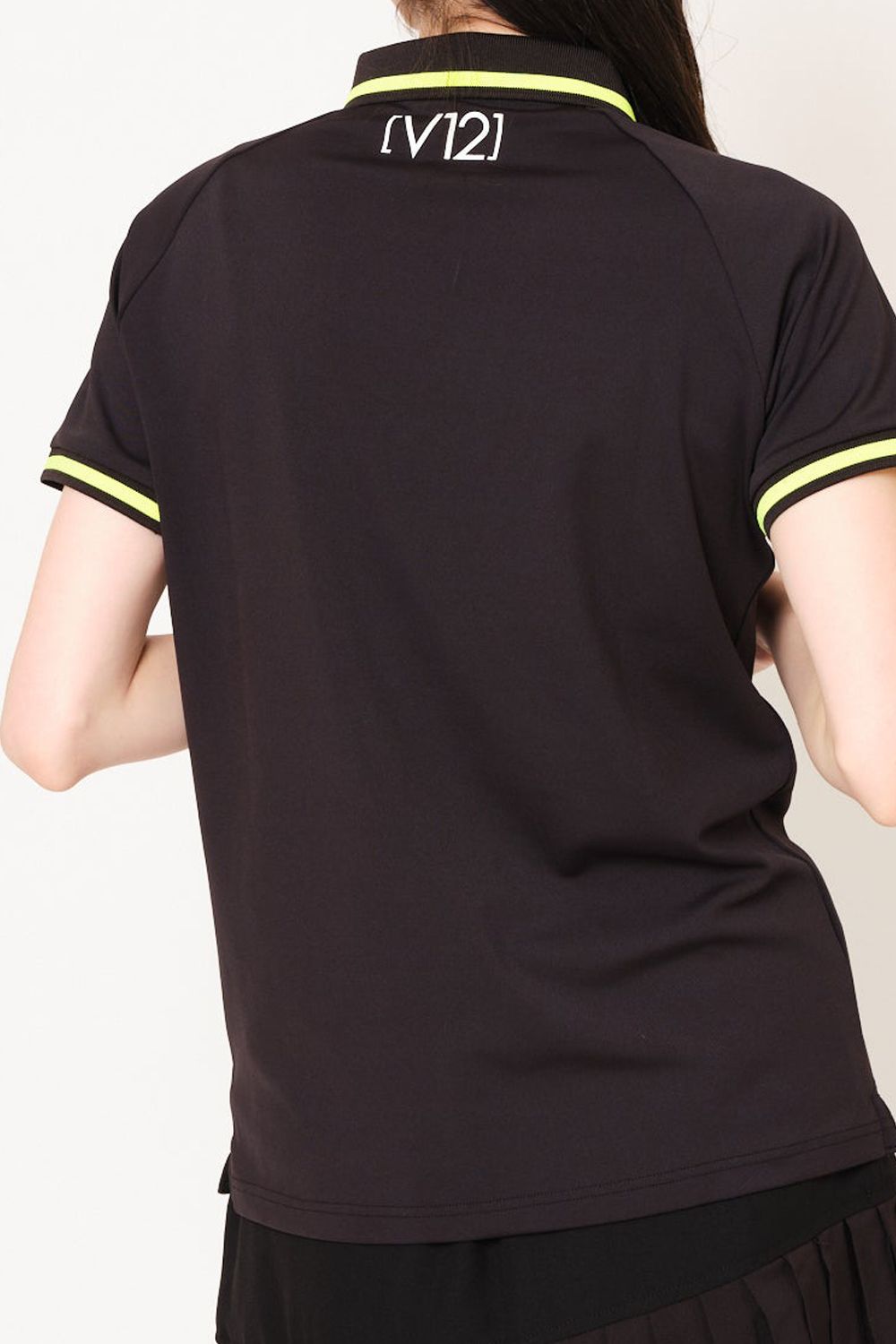 V12 - 【レディース】NEON POINT POLO / ネオン ワンポイント ロゴ ポロシャツ (ブラック) | GOSSIP GOLF