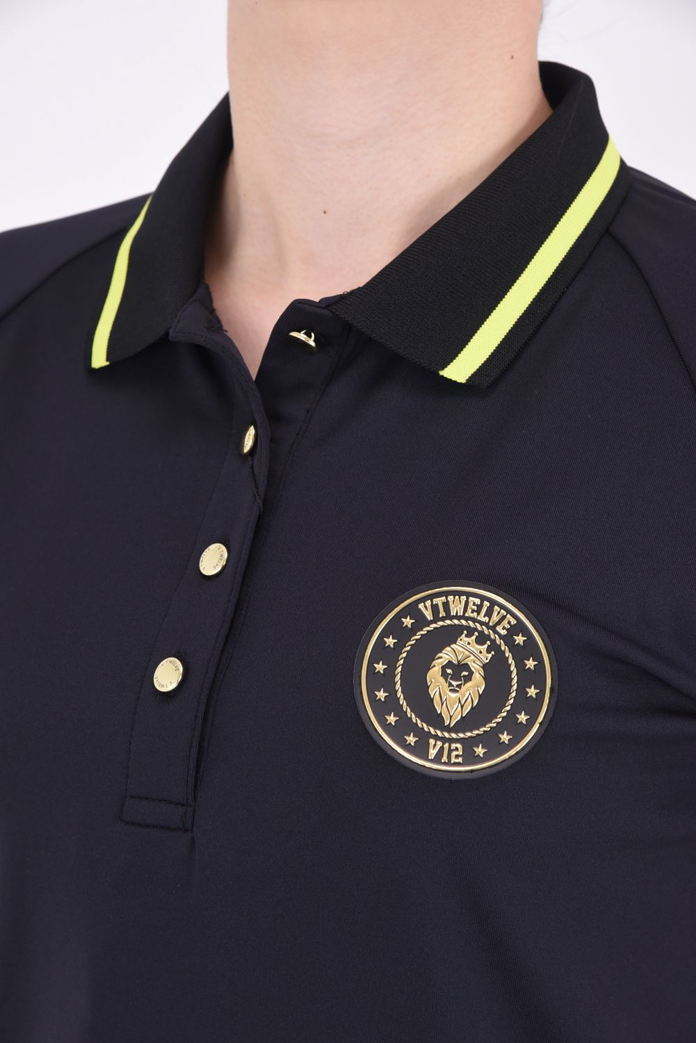 V12 - 【レディース】NEON POINT POLO / ネオン ワンポイント ロゴ ポロシャツ (ブラック) | GOSSIP GOLF