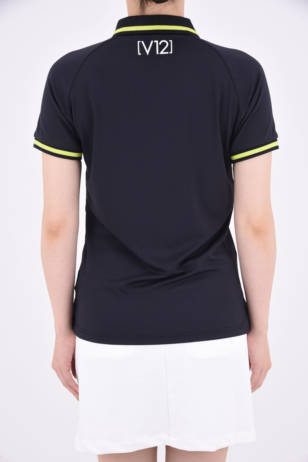 V12 - 【レディース】NEON POINT POLO / ネオン ワンポイント ロゴ ポロシャツ (ブラック) | GOSSIP GOLF