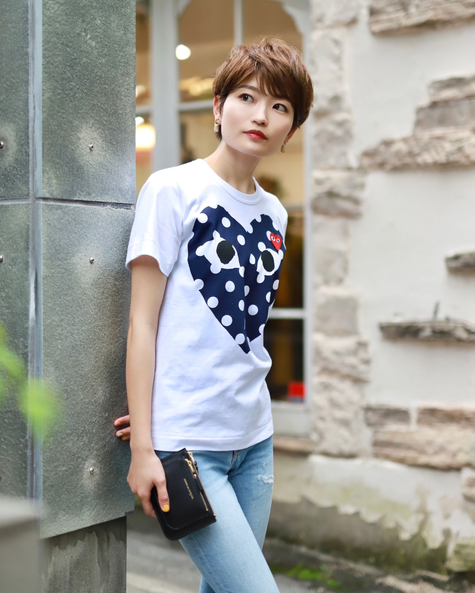 プレイ コムデギャルソン Polka Dot Big Heart T-Shirt style プレイ コムデギャルソン Polka Dot Big Heart T-Shirt style