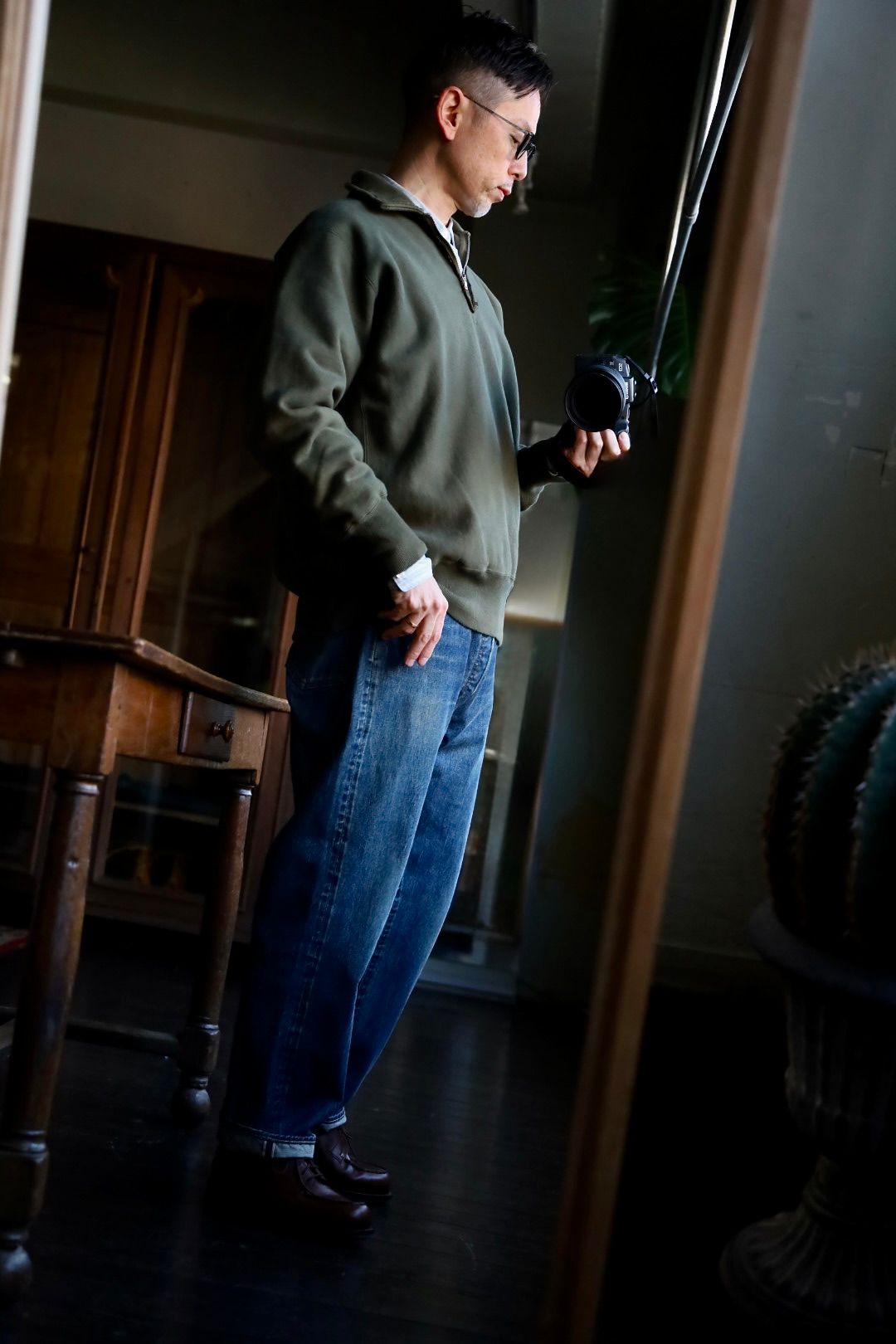 A.PRESSE Vintage Half Zip Sweat Shirt A.PRESSE Vintage Half Zip Sweat Shirt