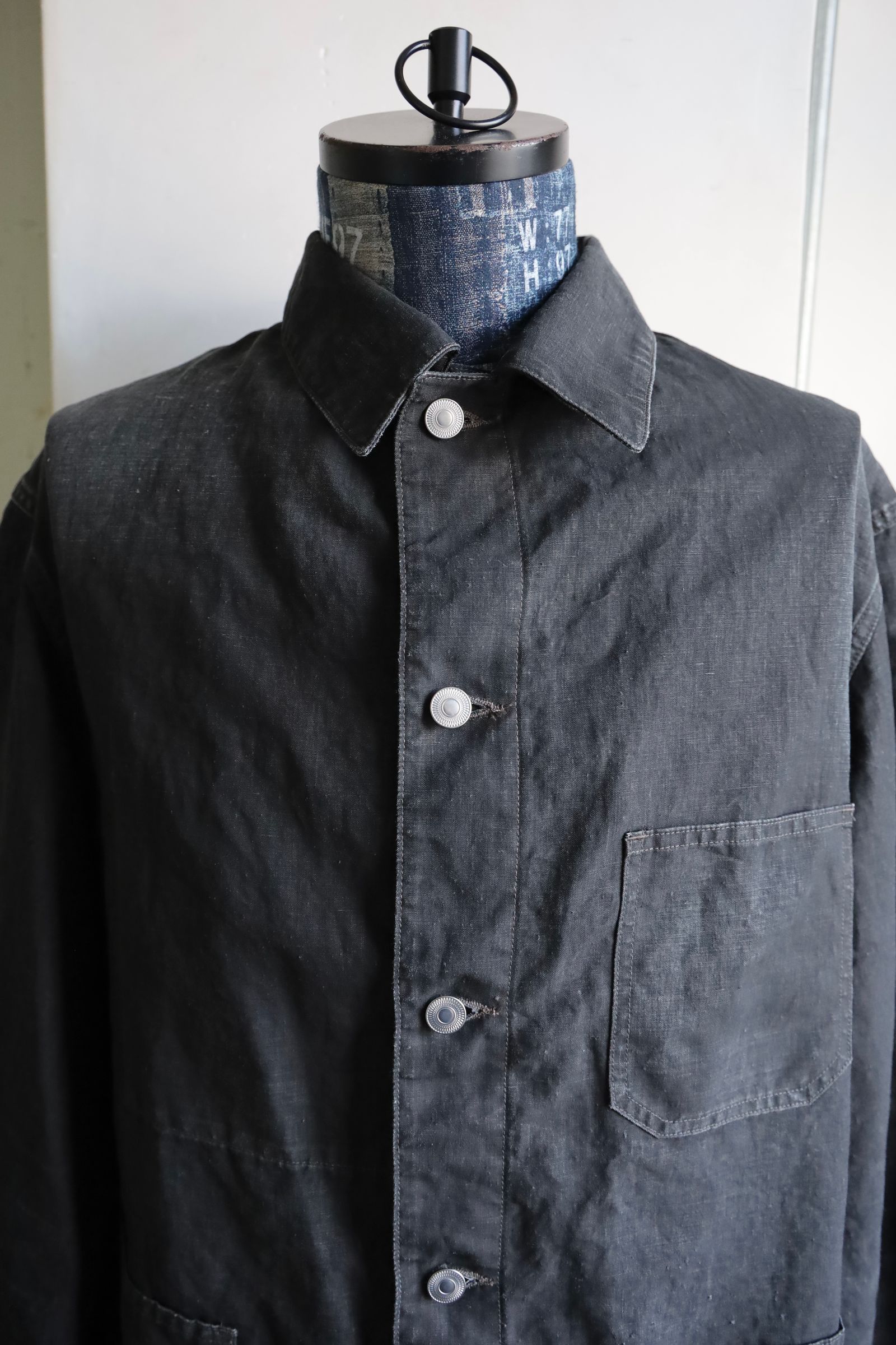 A.PRESSE - アプレッセ Vintage Black Linen Coverall (25SAP-01 A.PRESSE - アプレッセ Vintage Black Linen Coverall (25SAP-01
